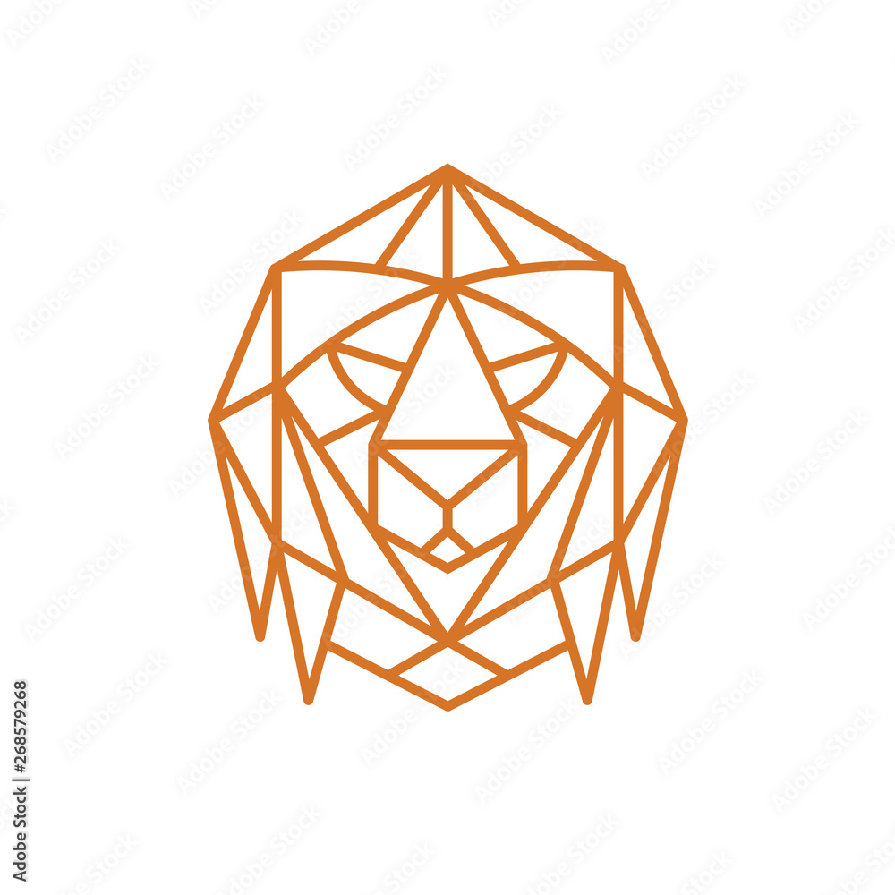 Lion head gold geometric logo vector illustration Stock Vector | Adobe ...