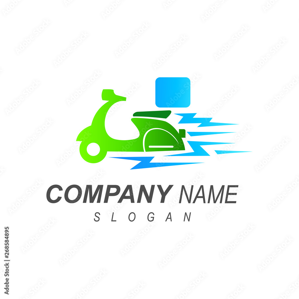 logo shipping service using a motorcycle, delivery express logo ...