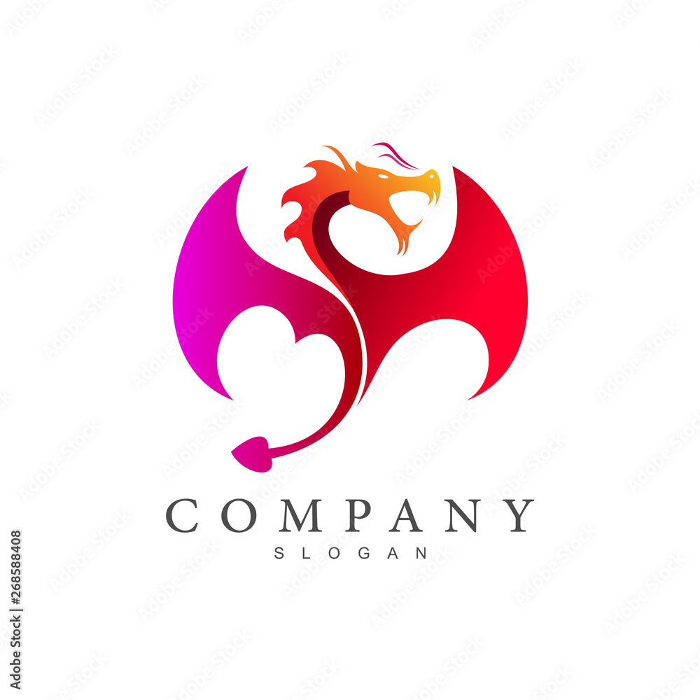 Vecteur Stock flying dragon icon, dragon logo, dragon and fire + game ...