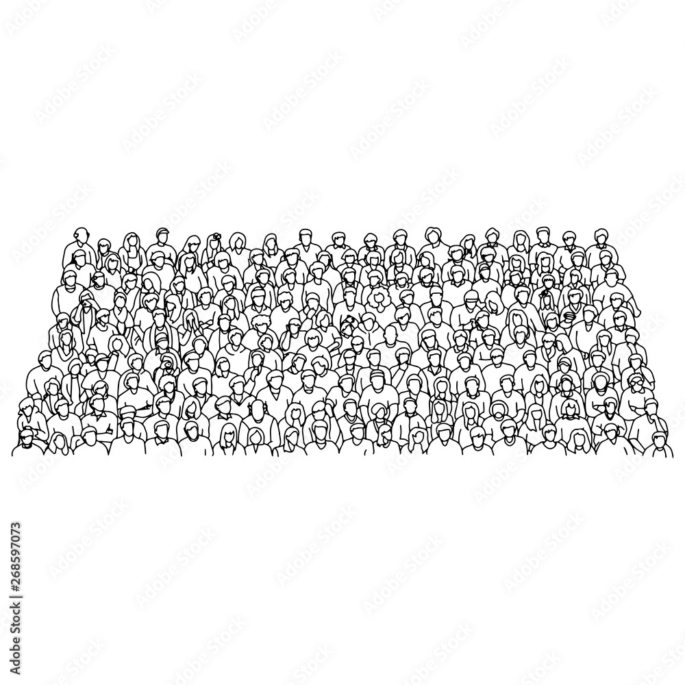 group of people crowded on stadium vector illustration sketch doodle ...