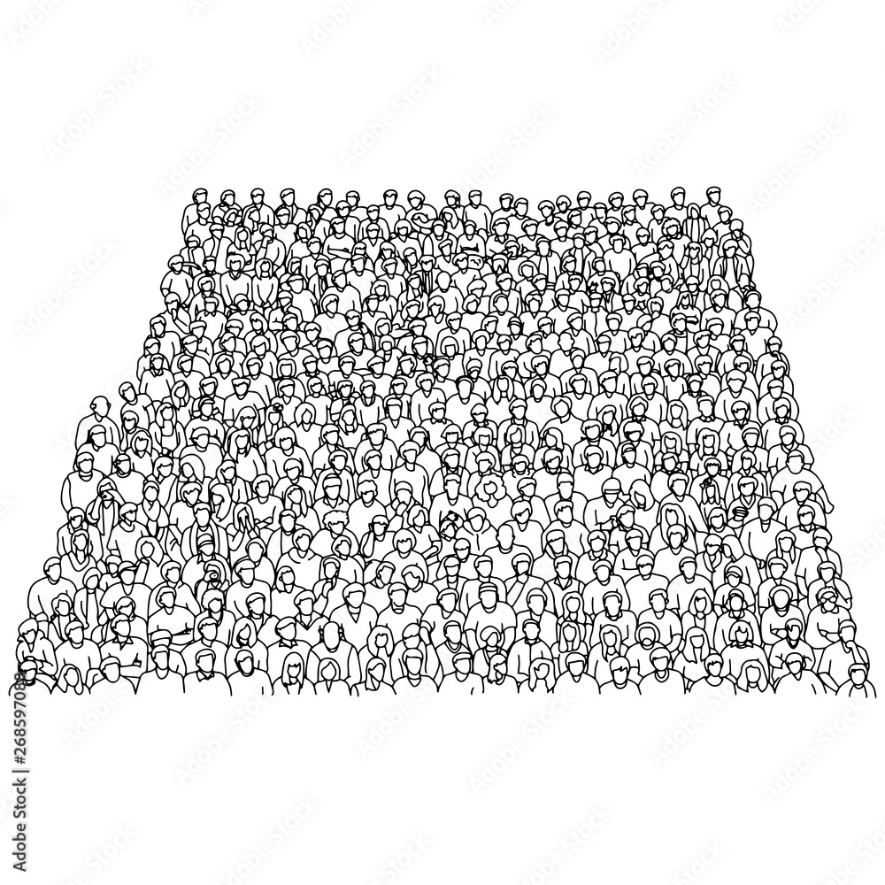 crowd of people on stadium vector illustration sketch doodle hand drawn ...