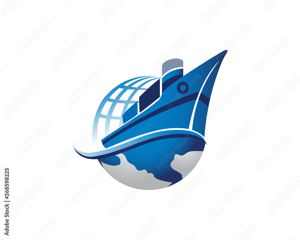 Modern Global Fast International Shipping Cargo Logo Illustration In ...
