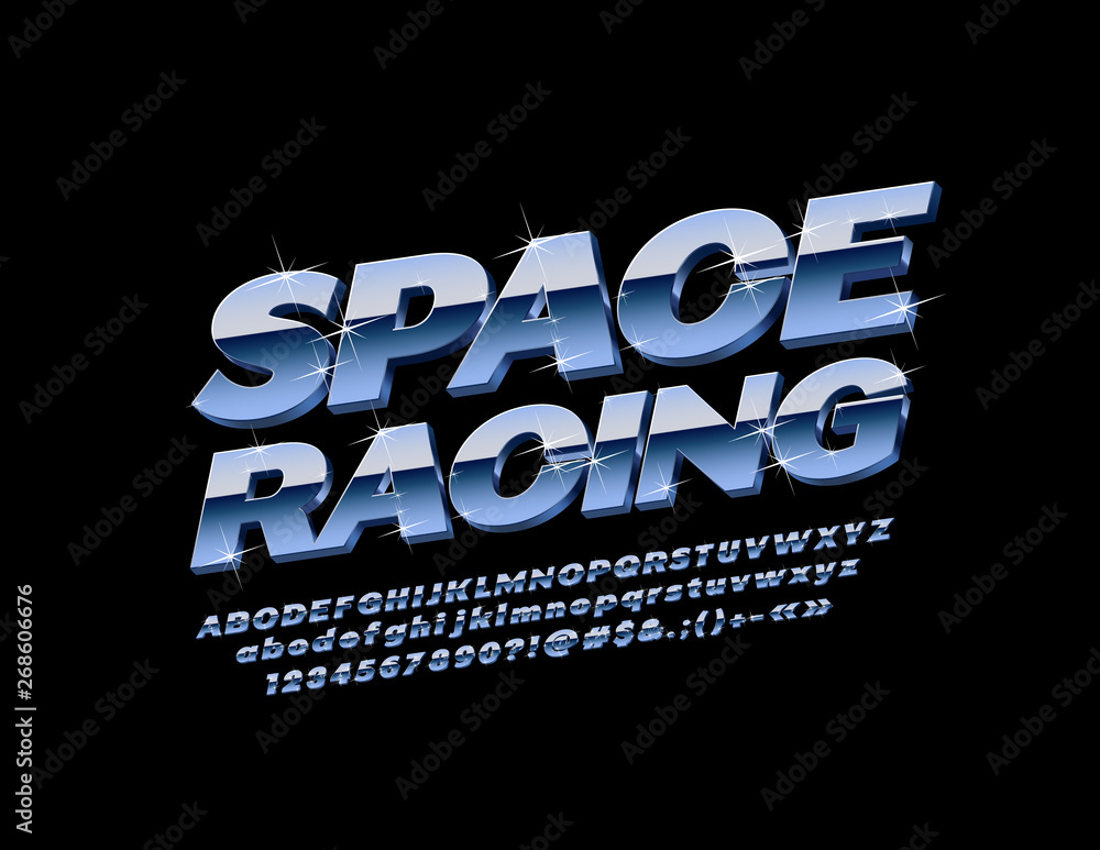 Vector metallic Alphabet Letters, Numbers and Symbols with sparkling ...