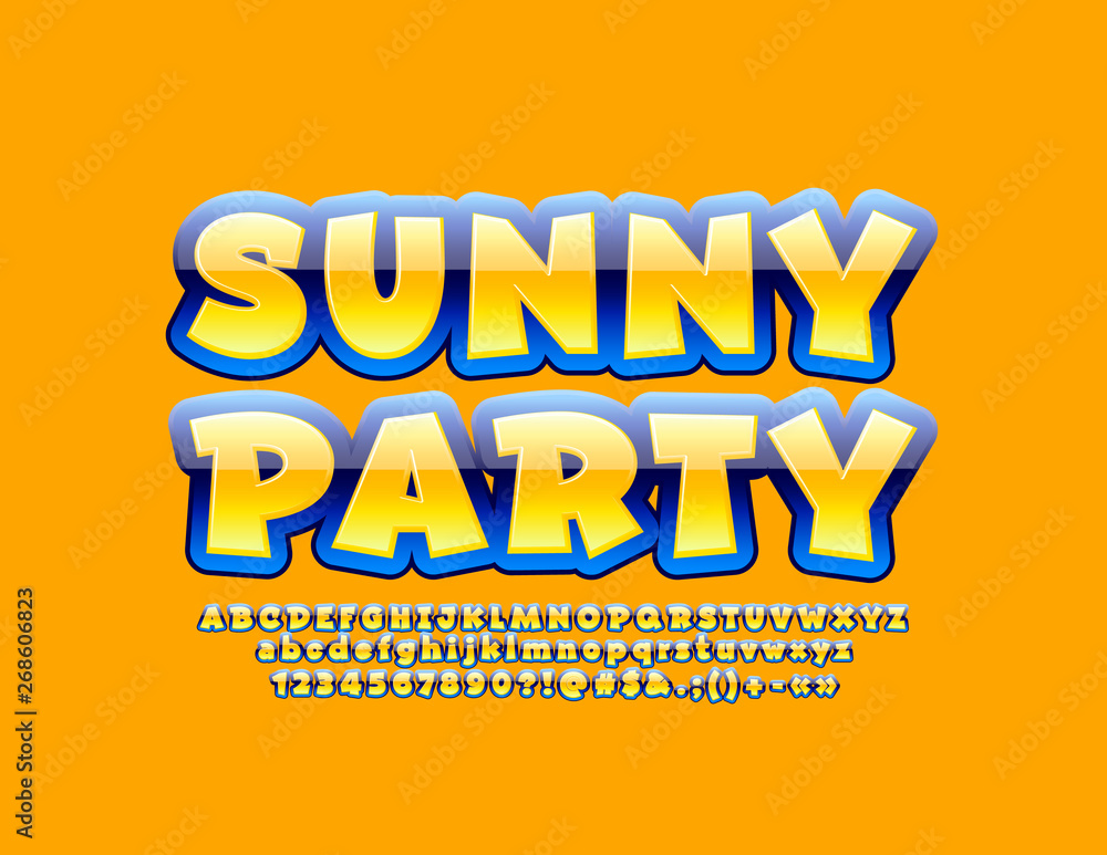 Vector bright poster Summer Party with funny Alphabet Letters, Numbers ...