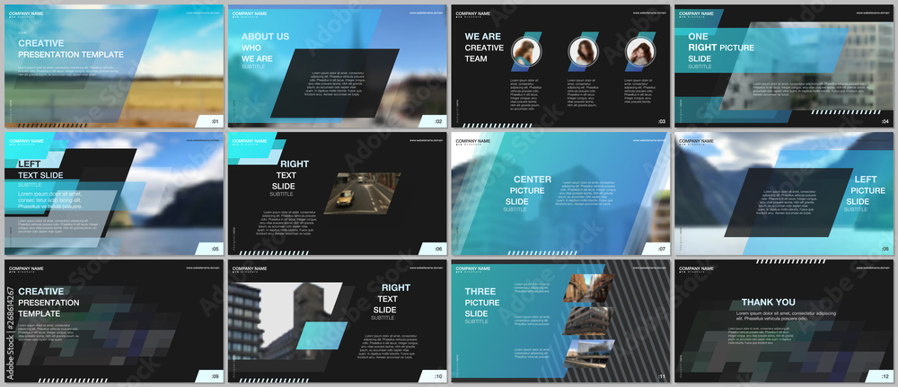 Minimal presentations design, portfolio vector templates with colorful ...