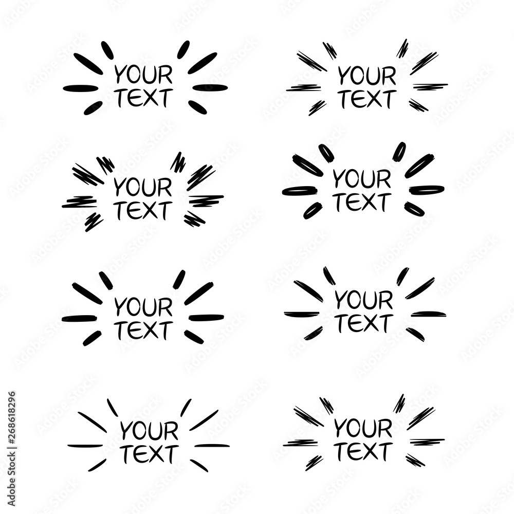 hand drawn and doodle elements for emphasis text in comic style Stock ...