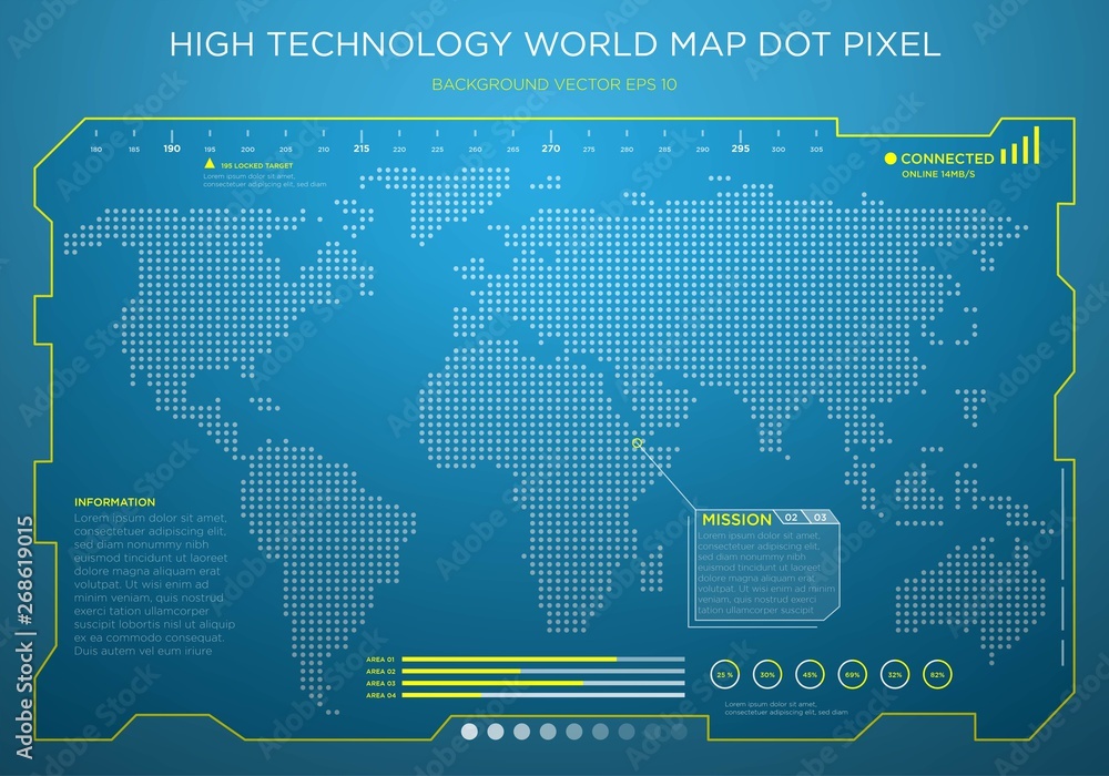 high technology world map digital background template with modern ...