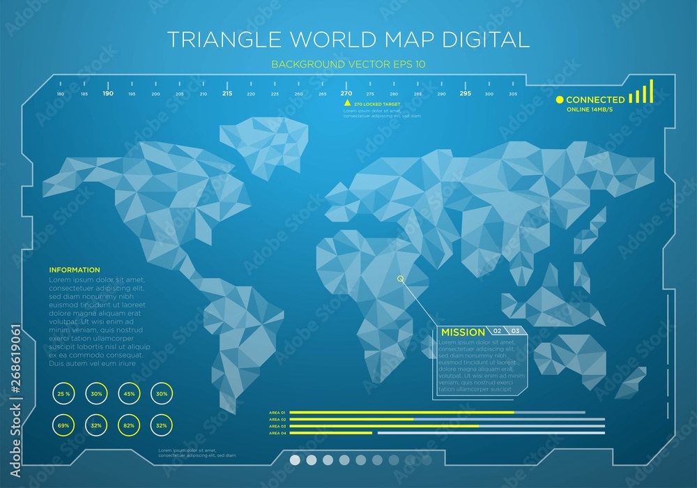 high technology world map digital background template with modern ...