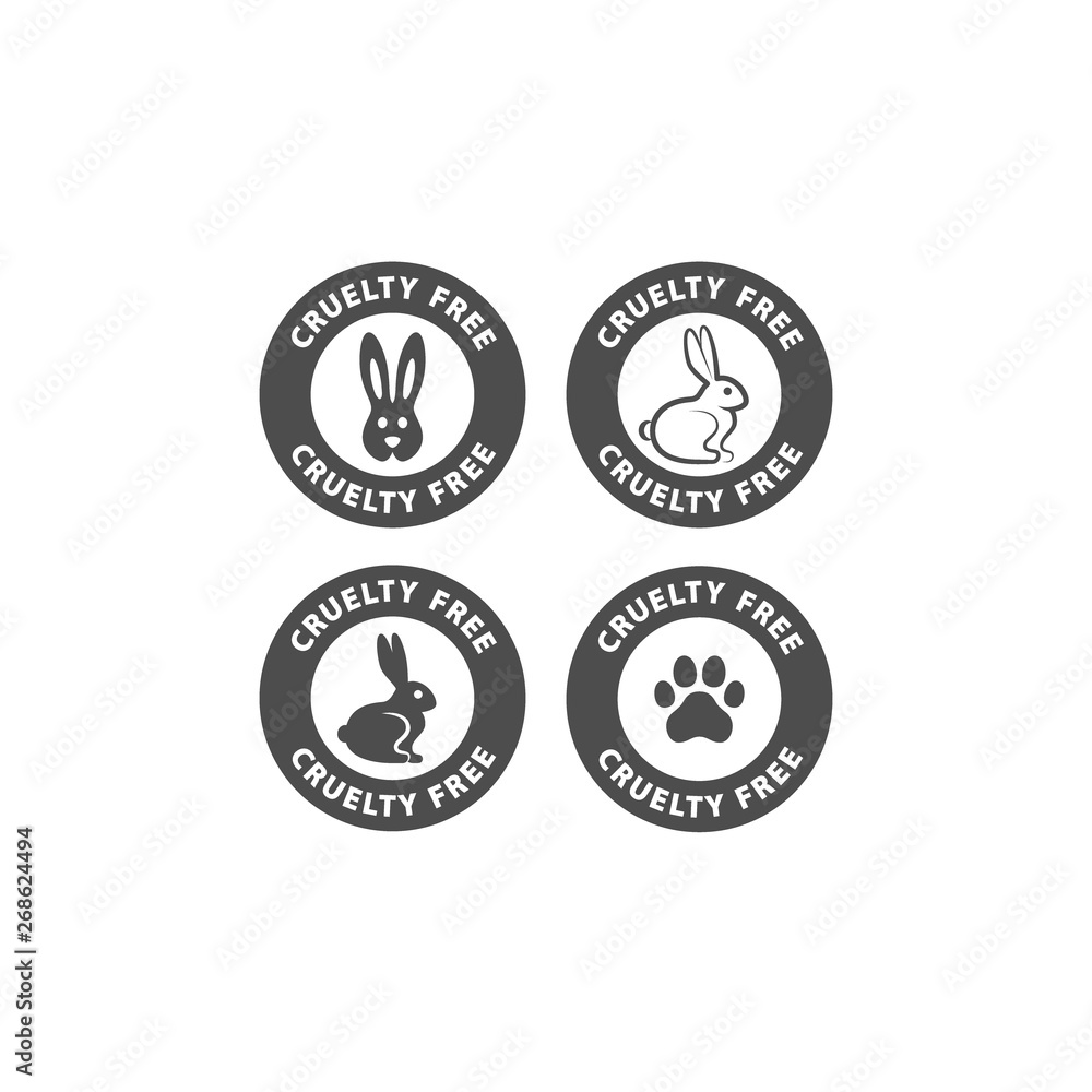 Cruelty free vector label stamp. Cruelty free circle badge with bunny ...