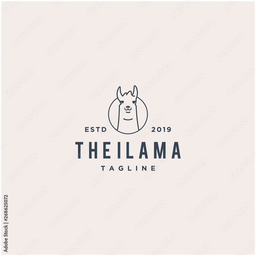 lama head vector logo design Stock Vector | Adobe Stock