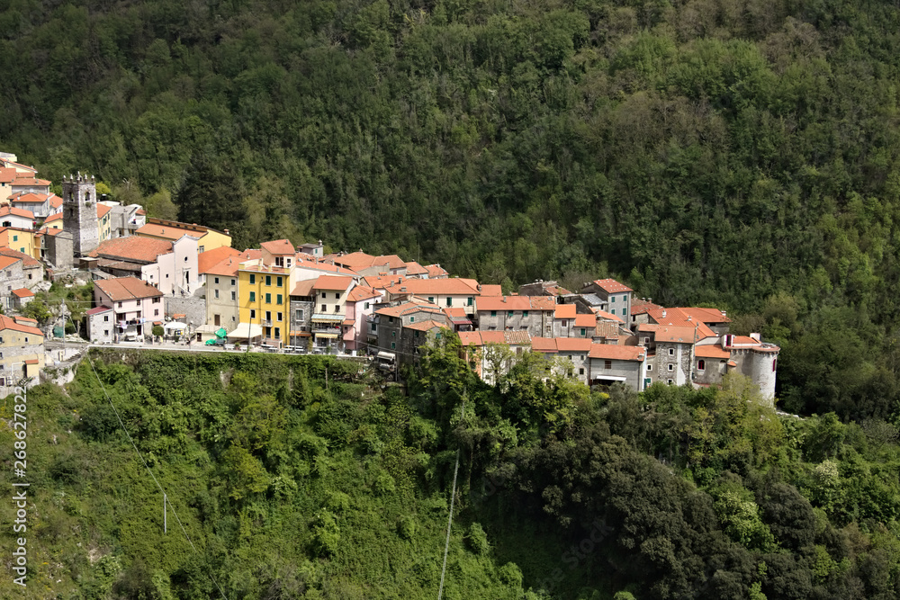 View of the town of Colonnata, famous for the production of lard. The ...