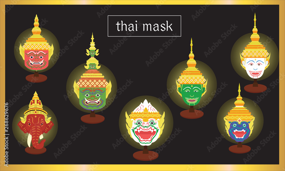 Vector Illustration of Thai mask Stock Vector | Adobe Stock