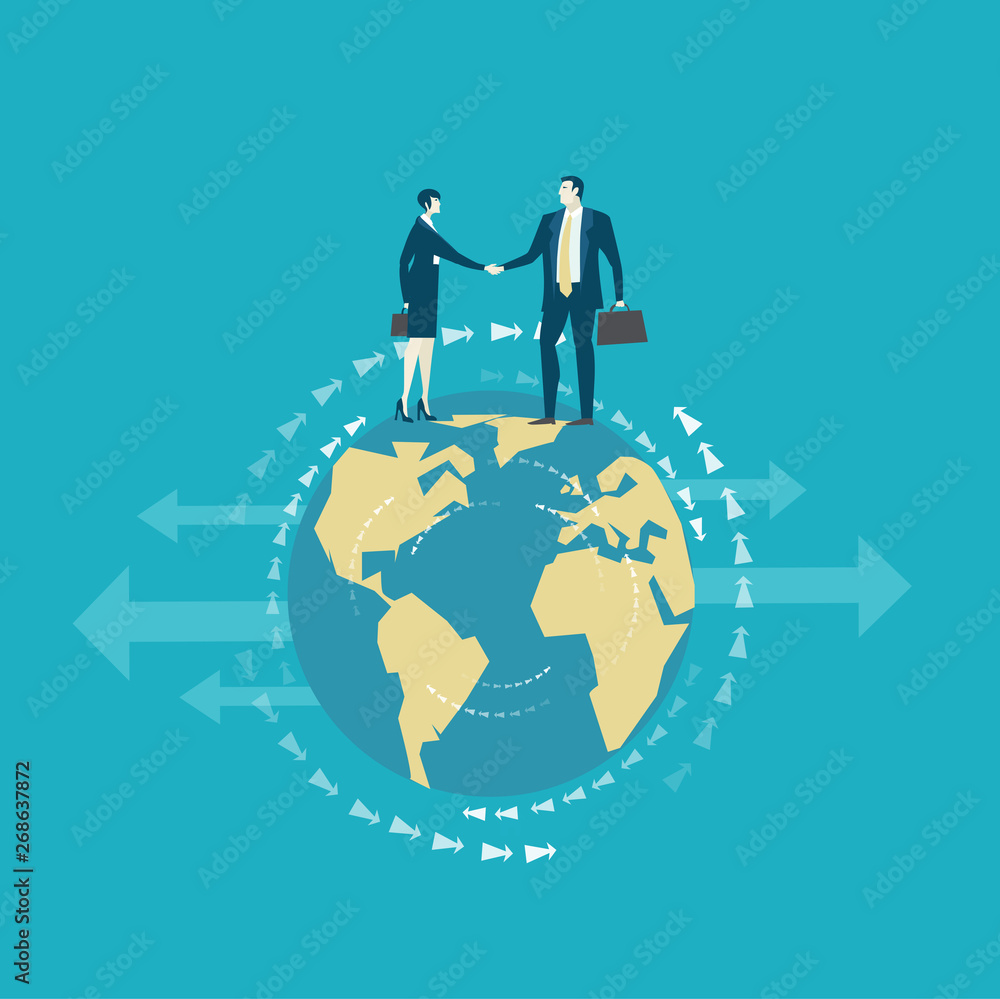 Business people shake hands as a symbol of globalisation and a team ...