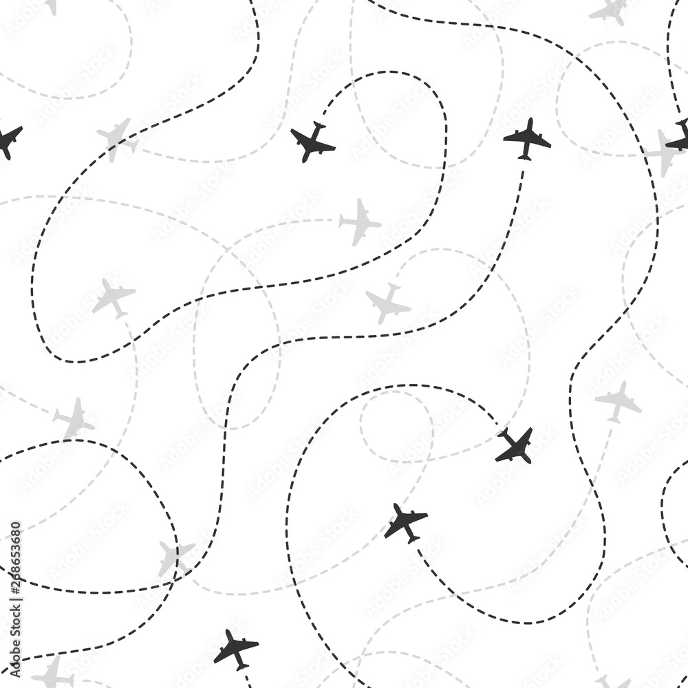 Airline routes seamless. Flight planes texture pattern travel airplane ...