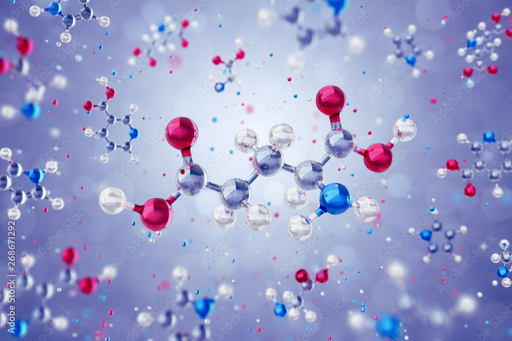 Glutamate - Glutamic Acid. A 3D model of the glutamic acid in form of a ...