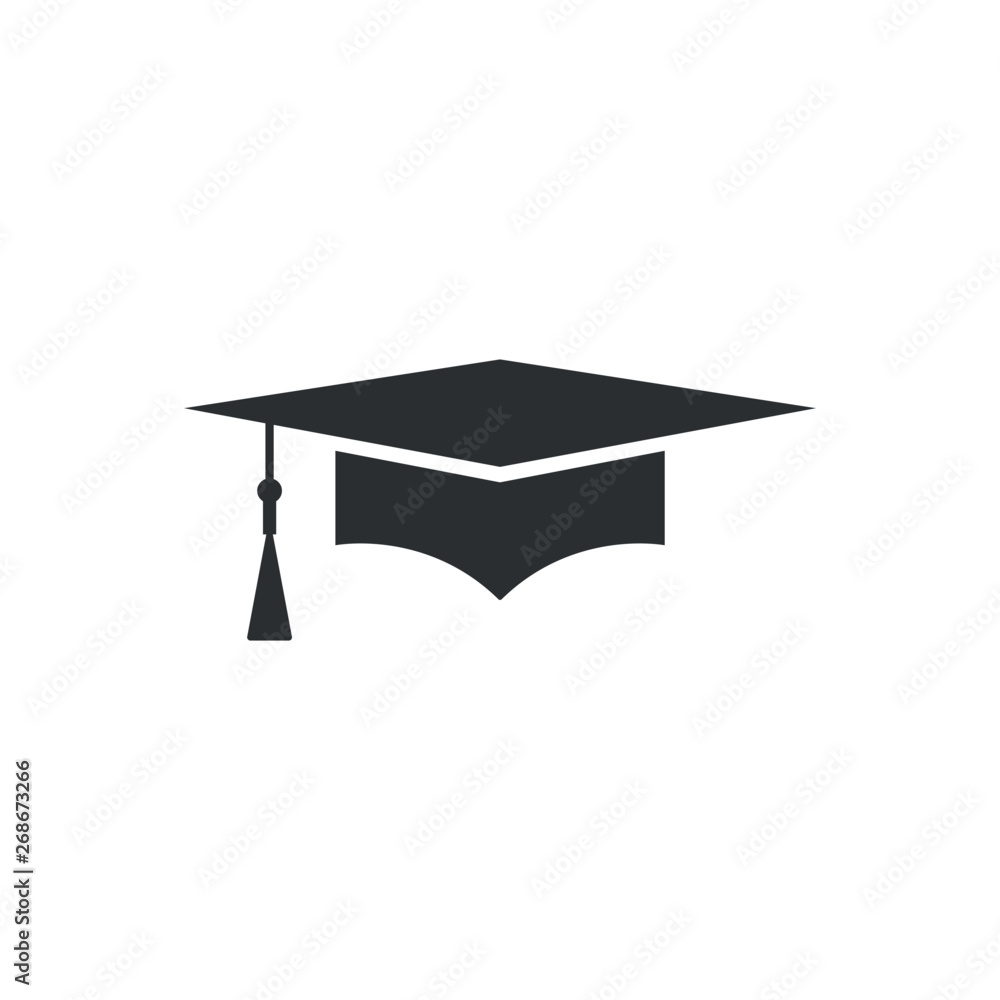 Graduation cap icon isolated. Graduation hat with tassel icon. Flat ...