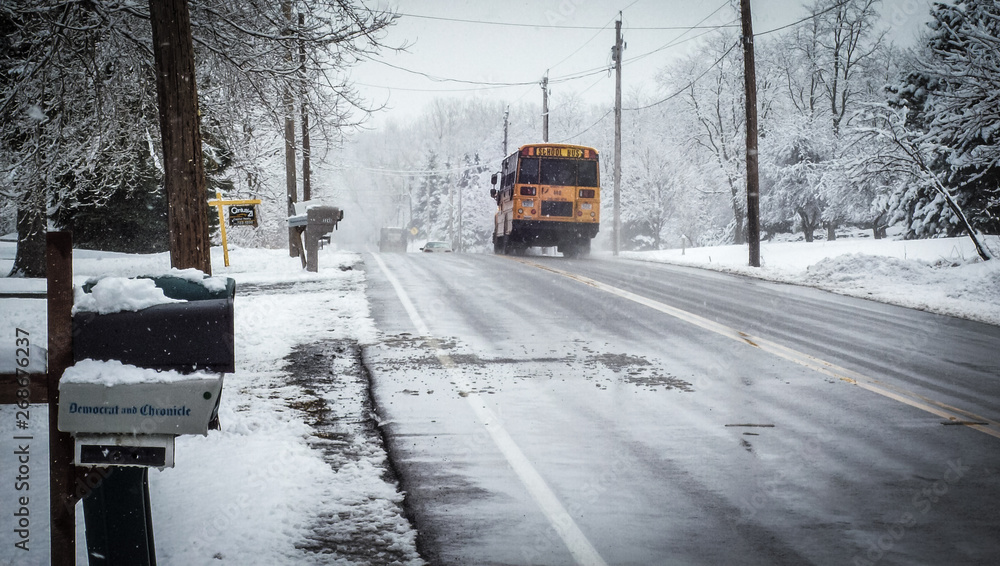 Missed school bus Stock Photo | Adobe Stock