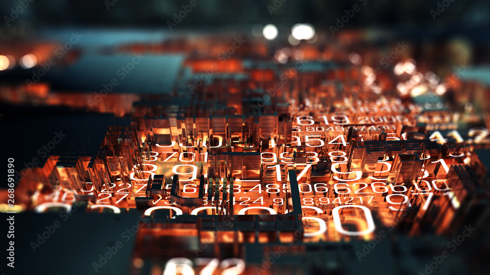 Transfer and storage of data sets/Abstract illustration of a data ...