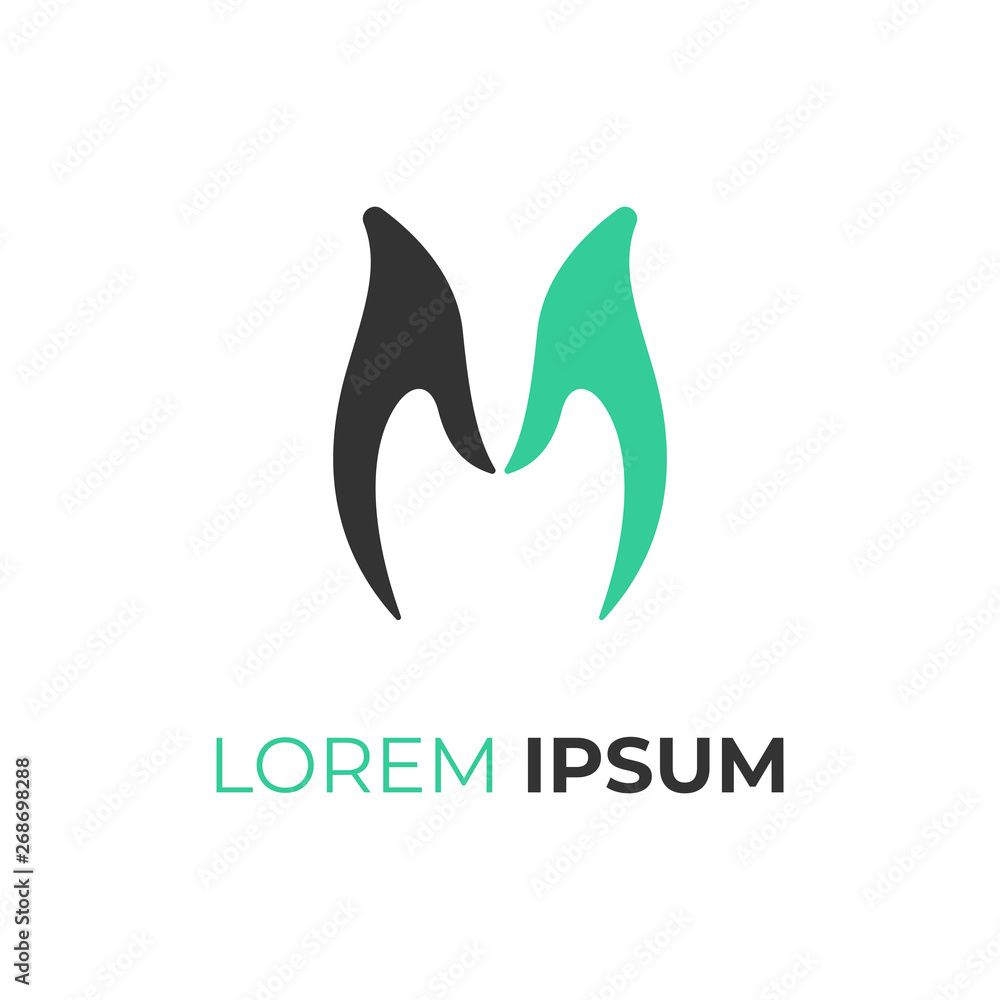 Letter M Logo Hand Symbol Flat Vector Design Stock Vector | Adobe Stock