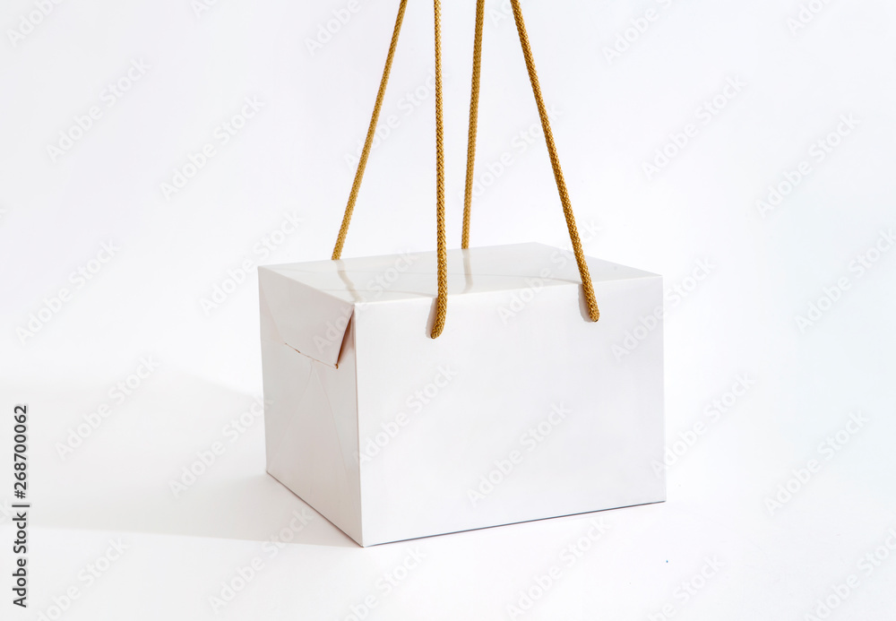 White Box Bag for Take away from the side Stock Photo | Adobe Stock