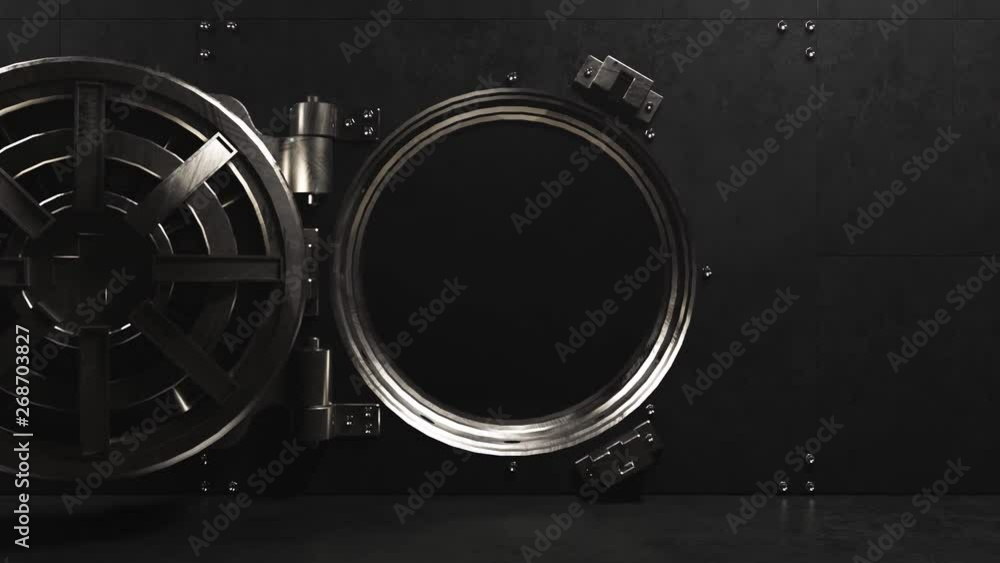 The camera moves to the right in the bank vault. The door opens a huge ...
