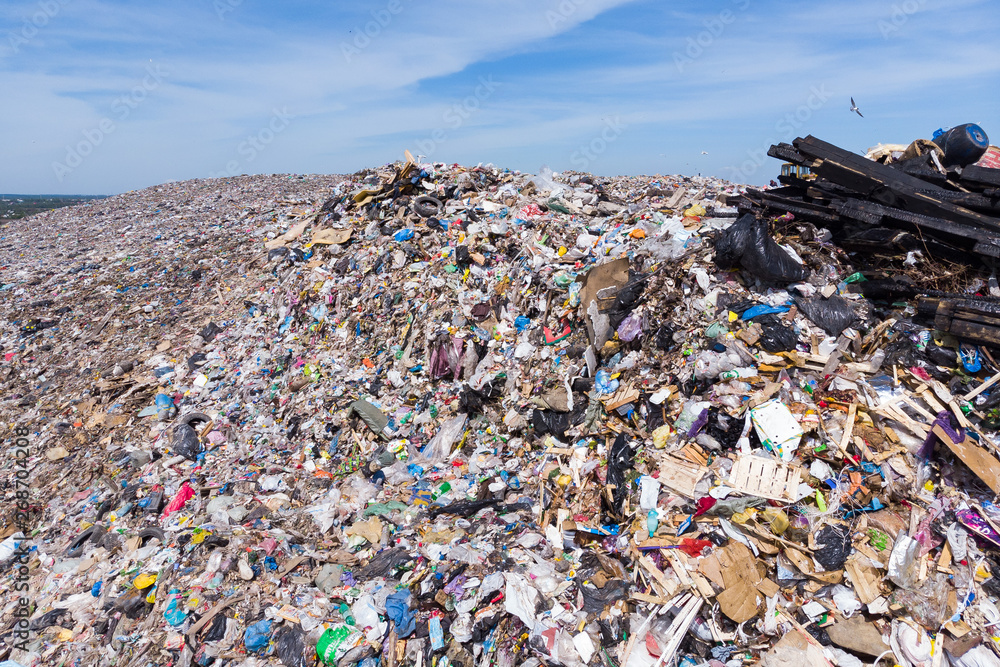 Mountain large garbage pile and pollution,Pile of stink and toxic ...