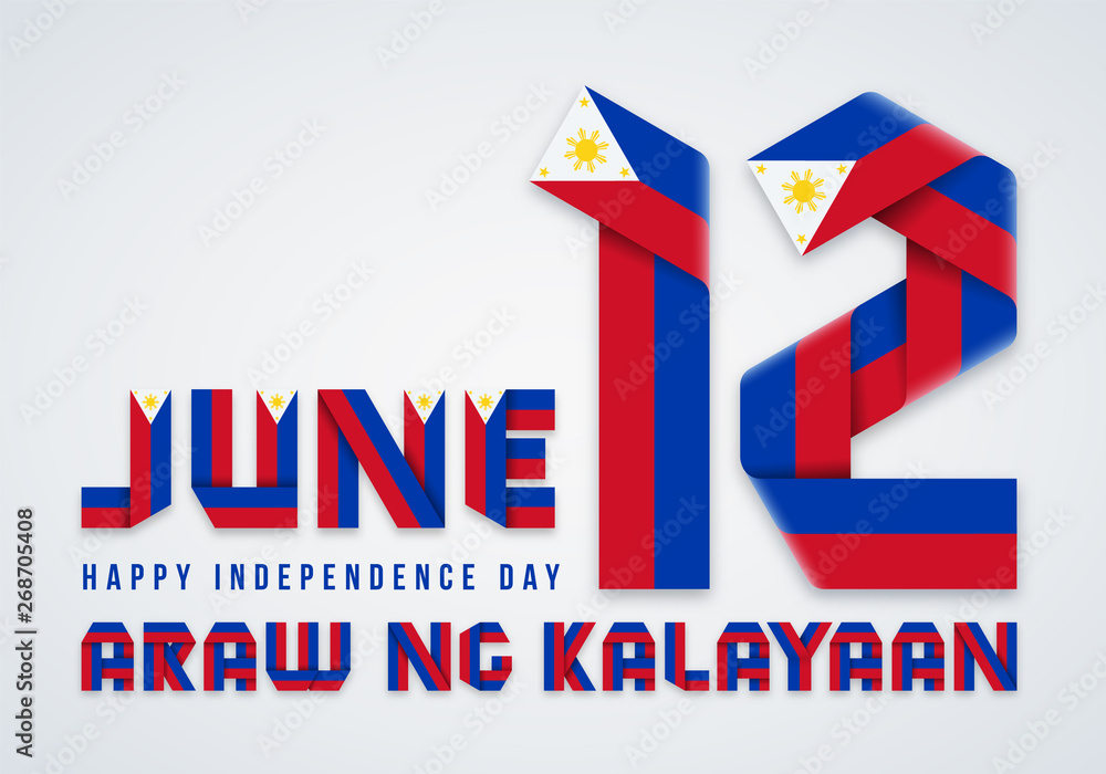 June 12, Philippines Independence Day congratulatory design with ...