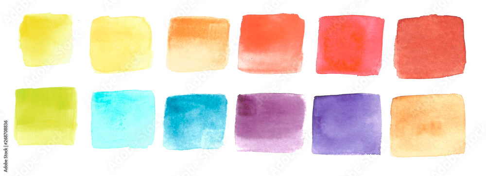 Watercolor color palette of 12 shades, raster illustration Stock ...