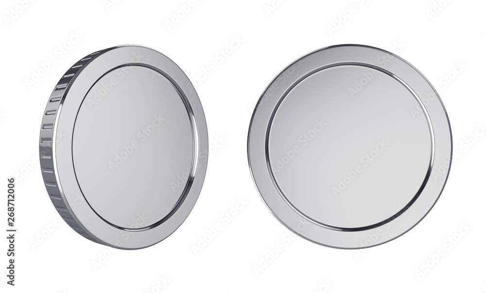 Silver coins isolated on white background, 3D rendering Stock ...
