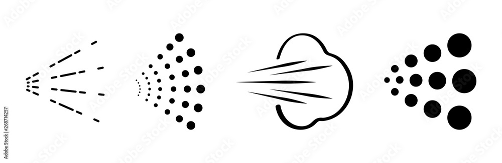 Spray vector icons set. Water or air sprayer nozzle for paint aerosol ...
