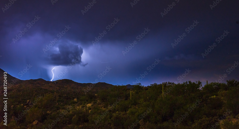 Lightning strike during monsoon storm, tucson, Arizona Stock Photo ...