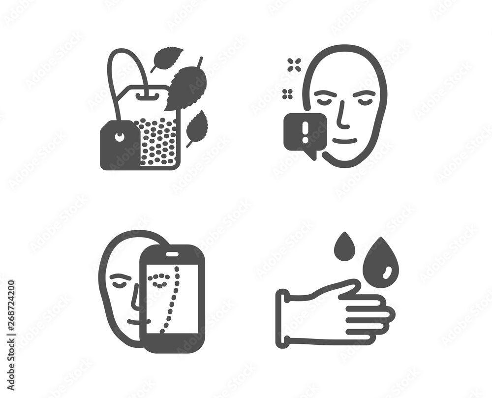 Vecteur Stock Set of Face biometrics, Mint bag and Face attention icons ...