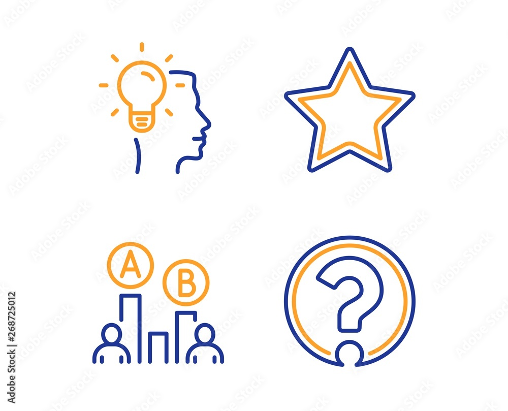 Star, Ab testing and Idea icons simple set. Question mark sign. Best ...