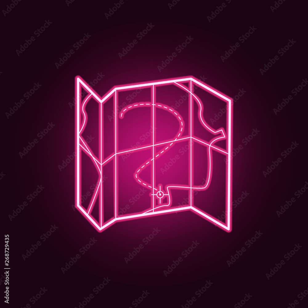 expanded map neon icon. Elements of Navigation set. Simple icon for ...