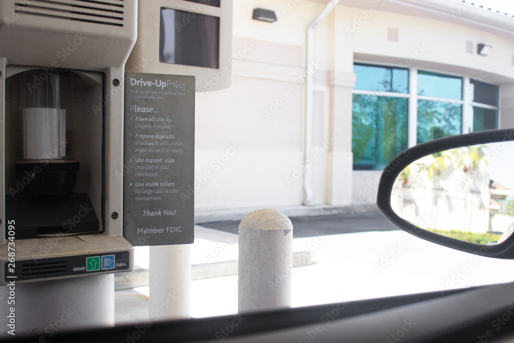 Suntrust bank drive through at the car window rolled down Stock Photo ...