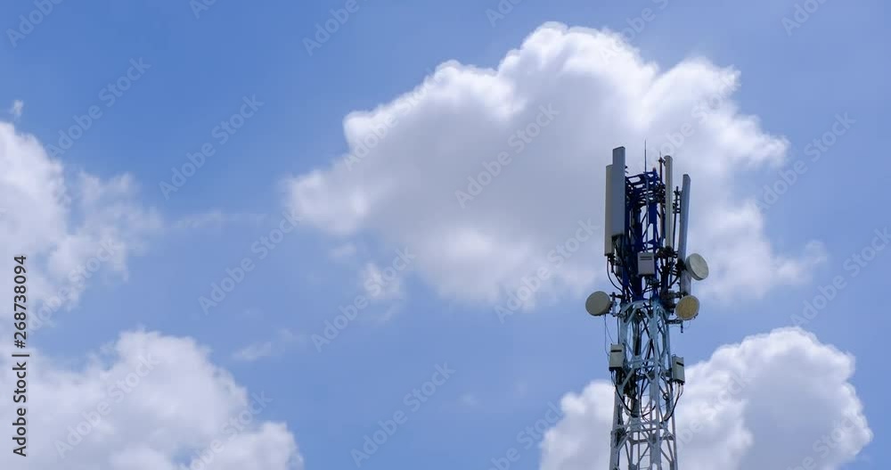 Time lapse footage of station connection, tower signal or antenna tower ...