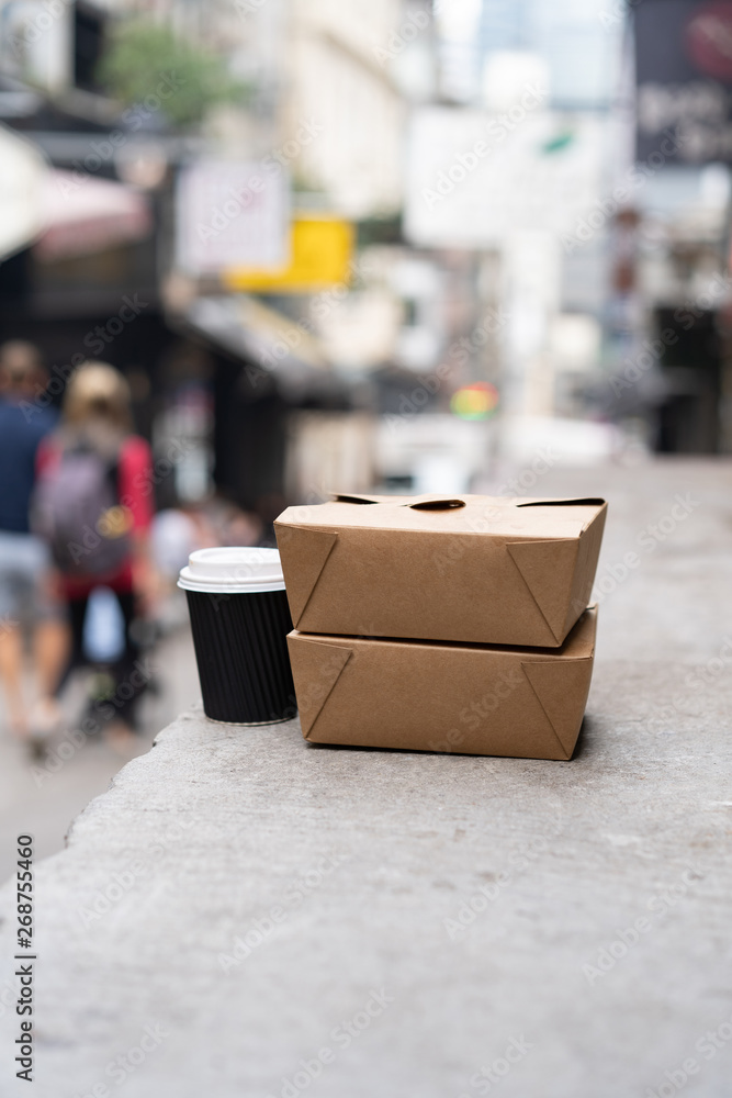 Food and Drink Cafe Take away Cardboard Box. Cappuccino Cardboard cup ...