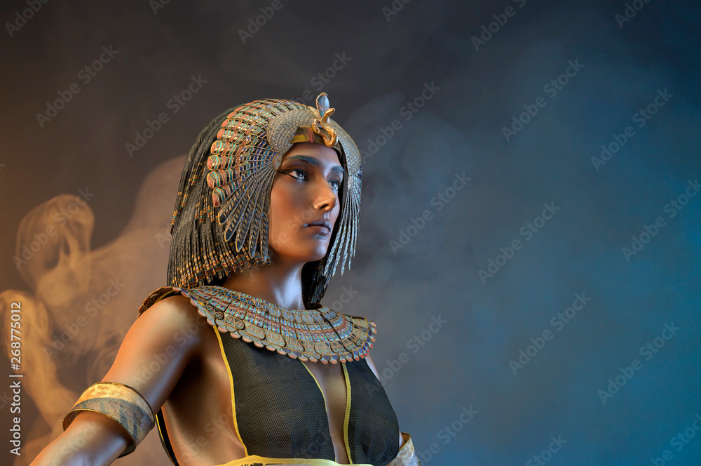 Cleopatra Egyptian Queen VII century of Egypt 3D render Stock ...