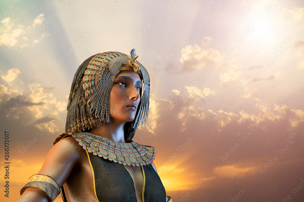 Cleopatra Egyptian Queen VII century of Egypt 3D render Stock ...