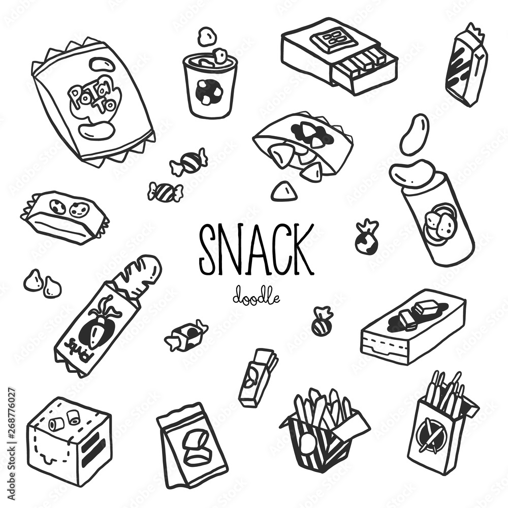Hand doodle styles with Snack. Doodle snack. Stock Vector | Adobe Stock