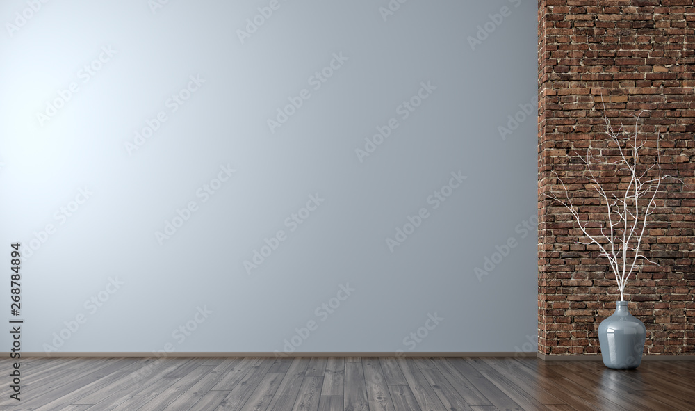 Interior of empty room background 3d render Stock Illustration | Adobe ...