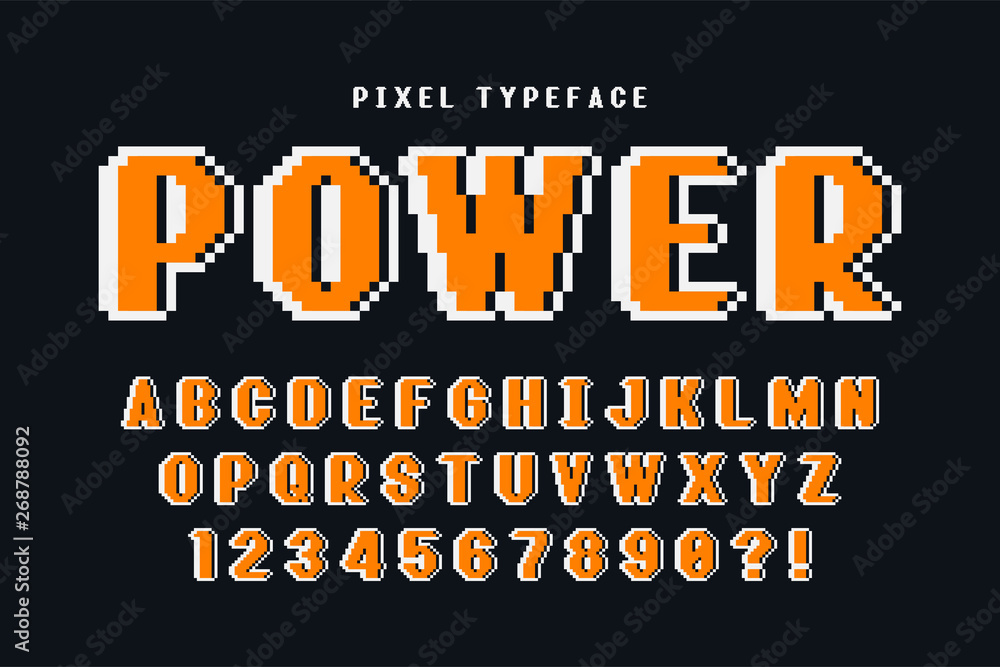 Pixel vector font design, stylized like in 8-bit games. Stock Vector ...
