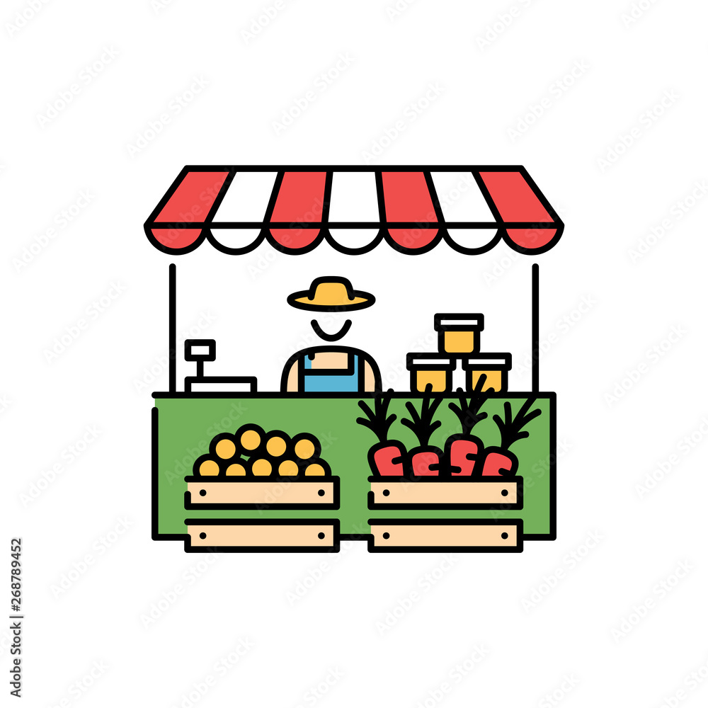 Vector Farmers Market Stall Icon Stock Vector | Adobe Stock