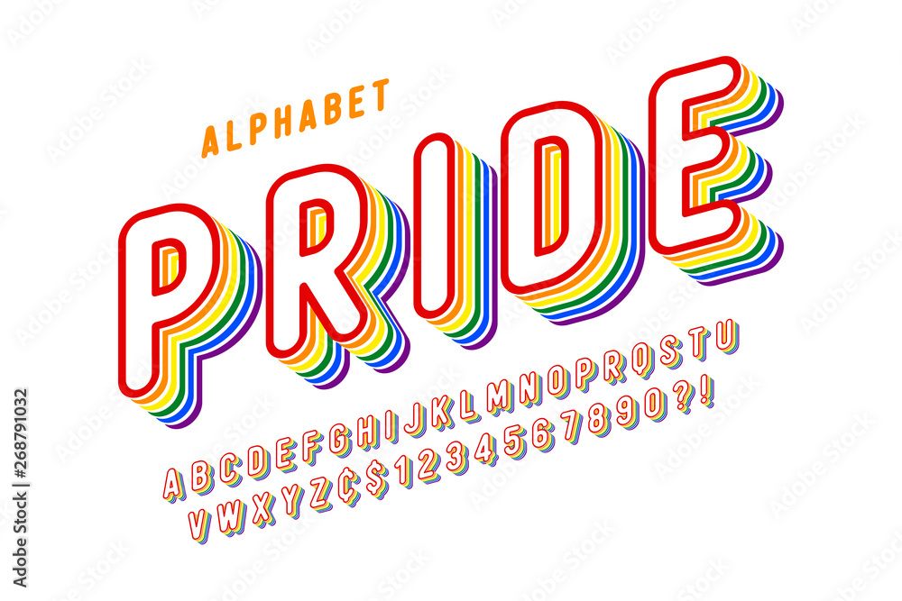 Original display rainbow font design, alphabet, letters Stock Vector ...
