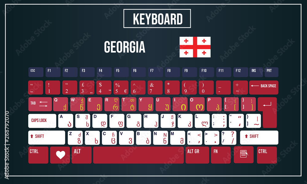 Vector Illustration Computer keyboards layout of Georgia Stock Vector ...
