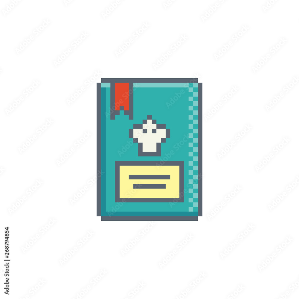 Pixel art recipe icon. Kitchen utensils vector sign for web, mobile ...