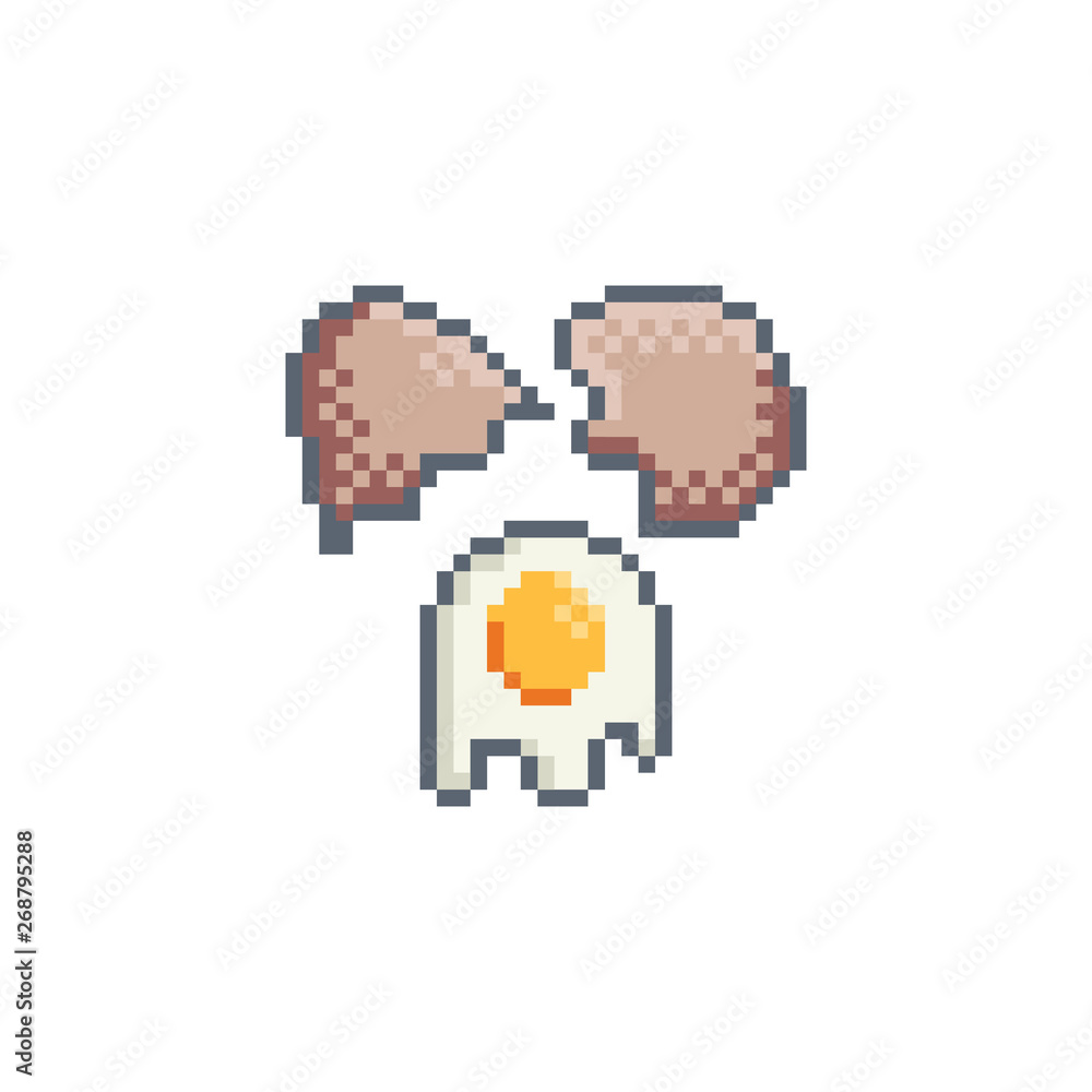 Pixel art egg icon. Kitchen utensils vector sign for web, mobile design and 8 bit games. Stock ...