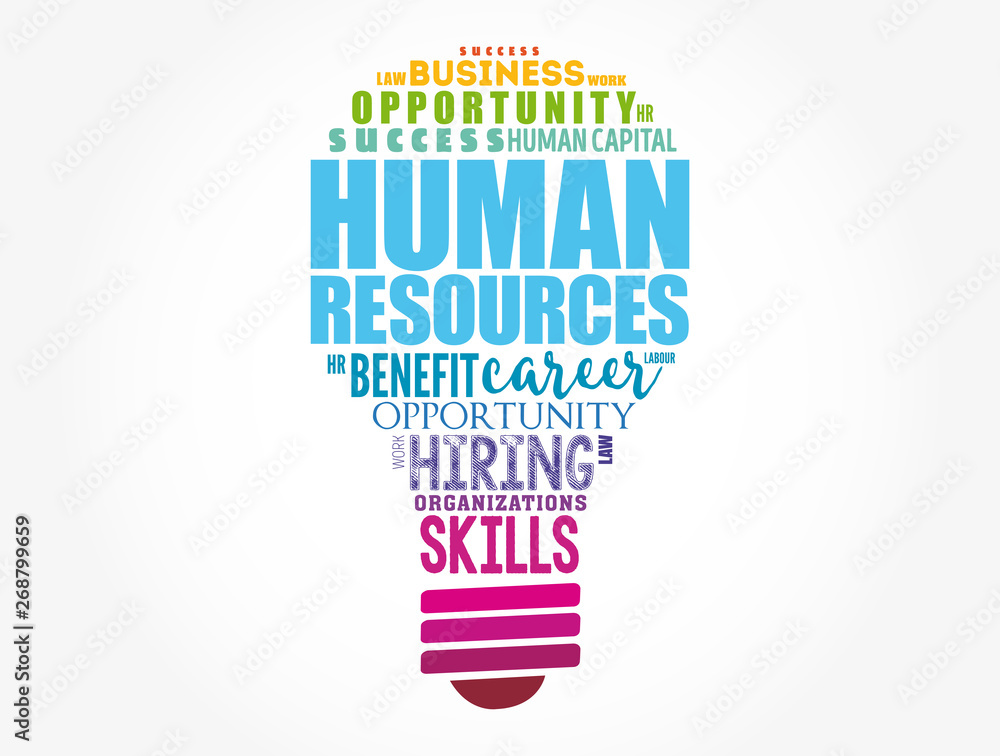 HR - Human Resources light bulb word cloud collage, business concept ...