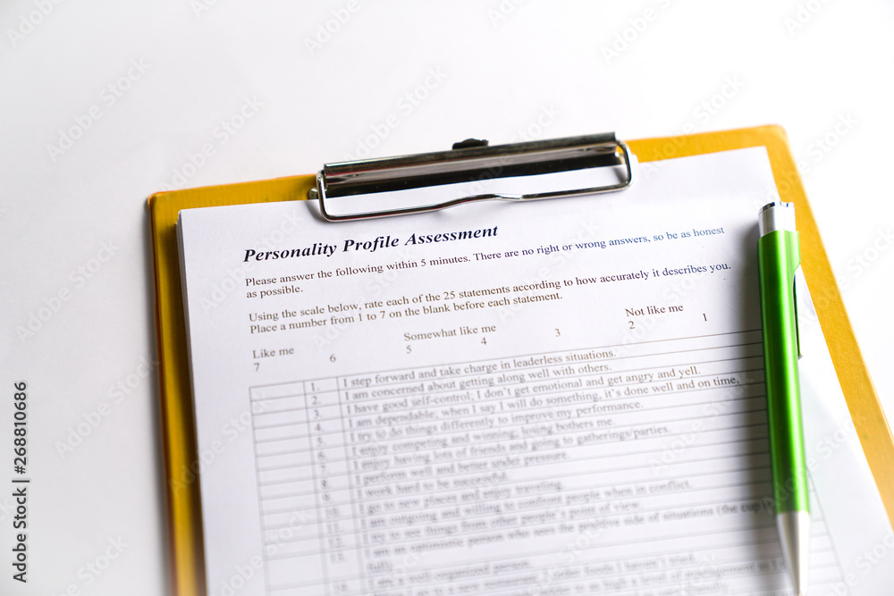 Personality Test or Assessment Form Stock Photo | Adobe Stock
