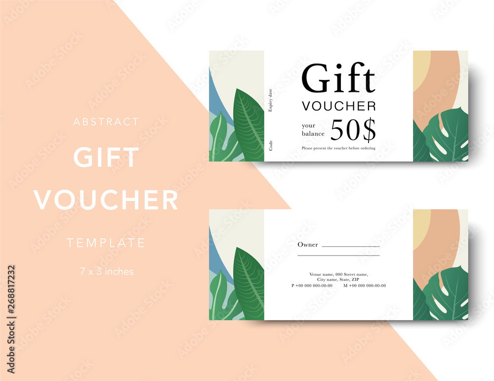Gift voucher card template. Modern discount coupon for shopping with ...